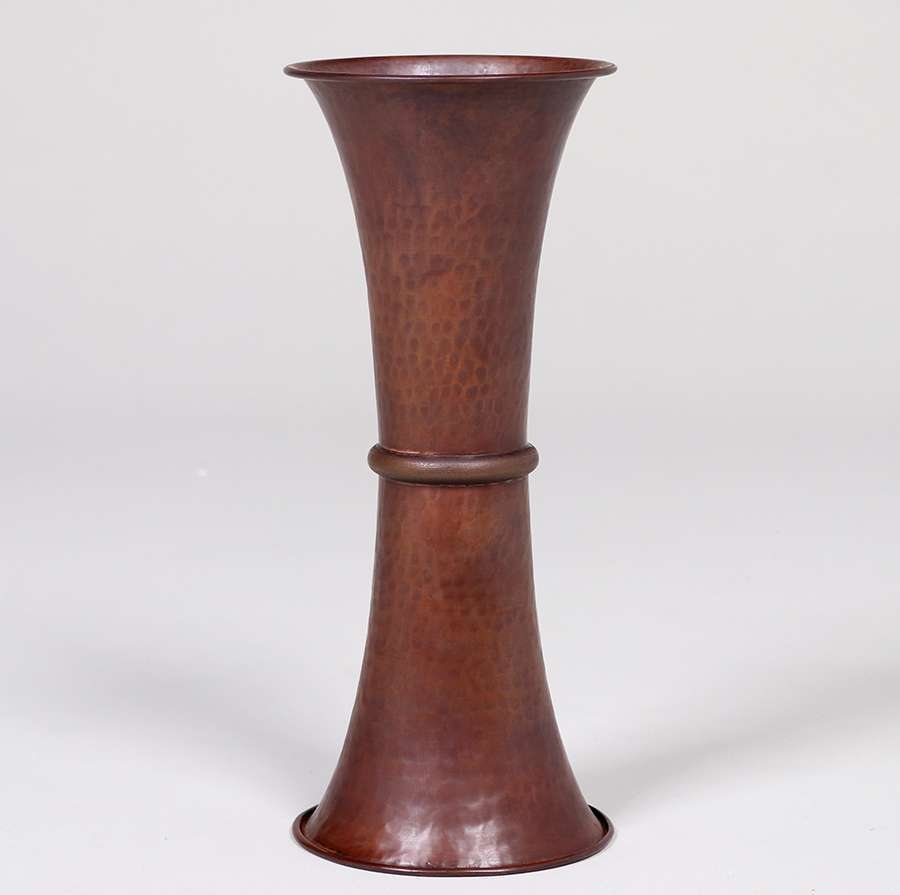 Russian Arts And Crafts Hammered Copper Flared Vase C1905 California Historical Design