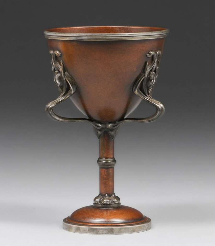 Manning Bowman Co Copper & Silver Three-Handled Goblet c1900 ... Manning Bowman Co Copper & Silver Three-Handled Goblet c1900 ...